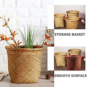 COLLBATH Garbage Cm/inch Wastebasket Trash Flower Kitchen Home Baskets Rattan Garden Container Natural Height Bowl for Holder Waste Bathrooms Organizer Snack Office Laundry Fruit Pots
