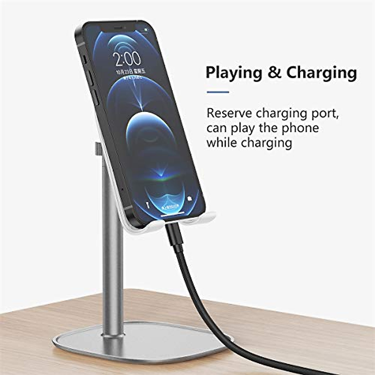 Uniwit Aluminium Alloy Angle Adjustable Desktop Cellphone Holder,Case Friendly,Fully Protect Cellphone,Sturdy and Durable Phone Stand Compatible for All iphone Series and Other 4-7.9 inches cellphones