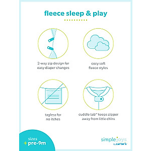 Simple Joys by Carter's Baby Boys' Fleece Footed Sleep and Play, Pack of 2, Light Blue/Yellow, Dogs, 0-3 Months