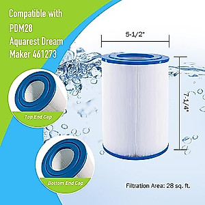 BLUEFLO Spa Filter Replace PDM28, Aquarest Dream Maker 461273 Hot Tub Filter, 2 Pack