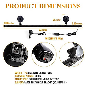 VGETTING LED Windshield Dash Emergency Strobe Lights w/Suction Cups for Law Enforcement POV Vehicles Trucks Rear Deck Hazard Warning Flashing Traffic Light Green White