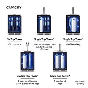 Zephyr Presrv™ 24" Stainless Steel Kegerator & Beverage Cooler - Indoor Refrigerator, Cellar Freestanding Fridge and Keg Beer Cooler - Compatible with Multiple Keg Configurations