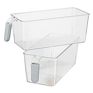 Oggi Set of 2 Refrigerator and Pantry Clear Storage Bins with Handles ( 11-inch x 6.25 inch x 3.4 inch )