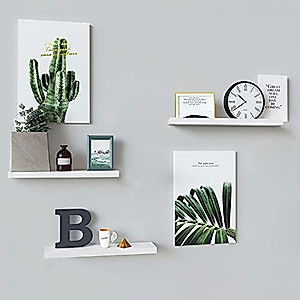 SEMOFO White Floating Shelves for Wall,Set of 3 Floating Shelf Wall Mounted Modern White Wooden Display Wall Shelves for Living Room Bedroom Kitchen Bathroom Kitchen,Length 16.5''