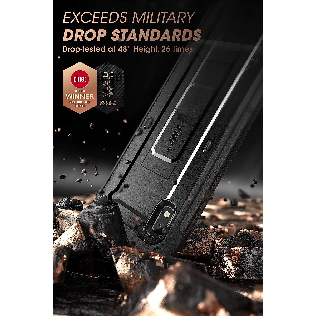 SUPCASE Unicorn Beetle Pro Series Designed for Samsung Galaxy A10e Case(2019 Release), Full-Body Rugged Holster & Kickstand Case with Built-in Screen Protector (Black)