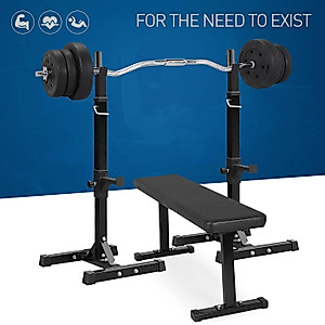 Yaheetech Pair of Adjustable Squat Rack Standard 44-70 Inch Barbell Rack Solid Steel Squat Stands Bench Press Rack Home Gym Portable Dumbbell Racks Stands