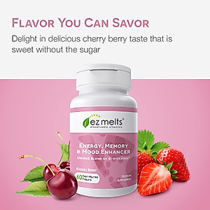 EZ Melts Dissolvable Energy, Memory & Mood Enhancer, Blend of B-Vitamins, Sugar-Free, 2-Month Supply