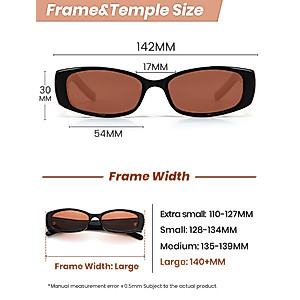 Veda Tinda Vision Trendy Retro Rectangle Sunglasses for Women 80s 90s Y2k Style Narrow Sunnies Cool Vintage Black Frame Brown Lens Sun Glasses UV400 Protection C62S04