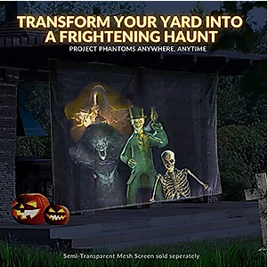 HP1 Halloween Projector for Windows, Pumpkins, Other Holographic Projections, Premium DLP LED Projector with 5 Onboard Spectral Illusions Ghosts and wraiths, Built in Speaker, 4 Hr Battery, Bluetooth