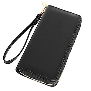 VOCUS Womens Wristlet Wallet Zip Around Clutch Wallet Large RFID Blocking PU Leather Bifold with Phone Holder for Travel