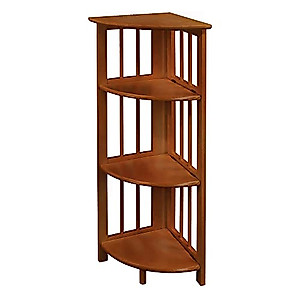 Casual Home 4-Shelf Corner Folding Bookcase, Honey Oak