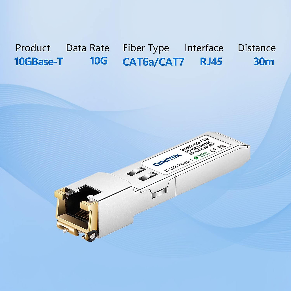 [2 Pack] 1.25/2.5/5/10G SFP+ to RJ45 Transceiver, Copper SFP+ Module, Cat.6a/7, up to 30m, for Cisco SFP-10G-T-S, MikroTik S+RJ10, Ubiquiti UF-RJ45-10G, Netgear AXM765, Netgear, TP-Link, Fortinet