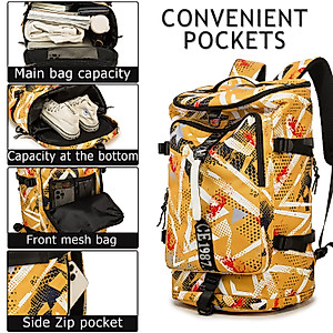 FUNYAGO Gym Duffle Bag Waterproof black Laptop Backpack Suitable for Hiking, Fishing, Travel 40L Large Capacity Trendy Cool Lightweight Backpack for Men and Women