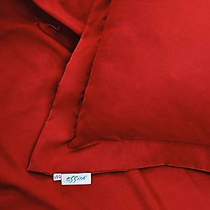 Essina Queen Duvet Cover Set – 3-Pcs Microfiber Duvet Cover with 2 Pillow Shams – Wrinkle-Resistant Duvet Cover Queen – Solid Color Duvet Cover with Zipper Closure and 4 Corner Ties – Magic Red