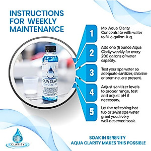 Aqua Clarity Hot Tub Cleaner Concentrate, Most Effective Premium Water Care Healthy Hot Tub Maintenance for 1 Year, Works with All Sanitizers and Enzymes, Say No to Harsh Hot Tub Spa Chemicals 6 oz
