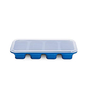 HIC Kitchen Prep-N-Freeze Portion Tray with Lid, Collapsible LFGB Silicone, 6-Ounce Sections