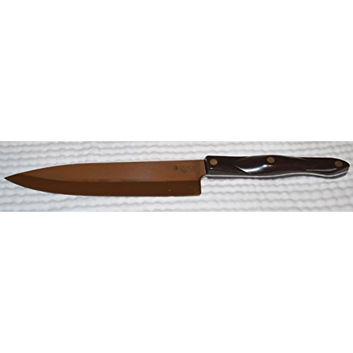 CUTCO Model 1728 Petite Chef Knife with 7 3/4" High Carbon Stainless blade and 5 1/2" classic dark brown handle (often called "black") in factory-sealed plastic bag.