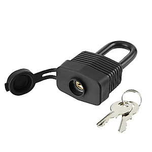 SafiSwords Waterproof Padlocks Keyed Alike for Outdoor use, Covered Heavy Duty Laminated Steel Lock, 1-9/16 Inch. Wide, Long Padlock, Pack of 6