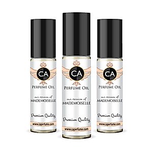 CA Perfume Impression of Mademoiselle For Women Fragrance Body Oil Roll-On 0.3 Fl Oz-X3