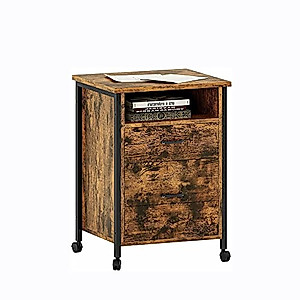 MAXCBD Nightstand Bedside Table Drawer Cabinet Rolling File Cabinet with 2 Drawers Under Desk Office Filing Cabinet On Wheels Top Drawer Can Hold Items Up to 33 Lbs Storage Tower Dresser