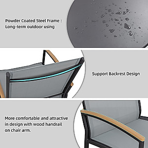 Shintenchi 3 Pieces Outdoor Patio Bistro Sets, Textilene Fabric Small Patio Furniture Set, Front Porch Chairs Conversation Set with Table for Lawn, Garden, Balcony, Poolside (Light Gray)