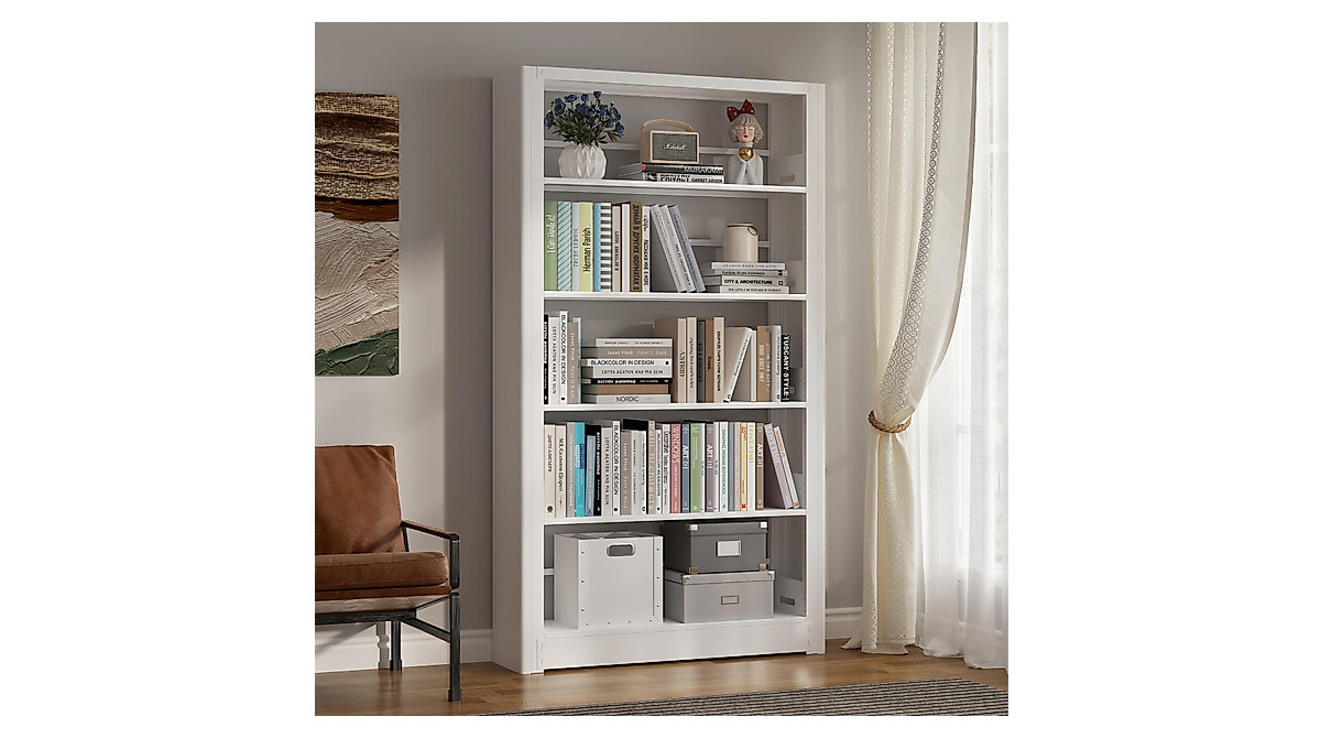 Heavy Duty Metal Bookshelf 5 Shelves - Modern 69" Tall Bookcase