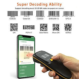 Rabitpos Pocket 1D 2D Barcode Scanner, Handheld Mini QR Code Scanner,3-in-1 Bluetooth & USB Wired & 2.4G Wireless Cordless Image Reader for Windows Tablet iPhone iPad Android POS System