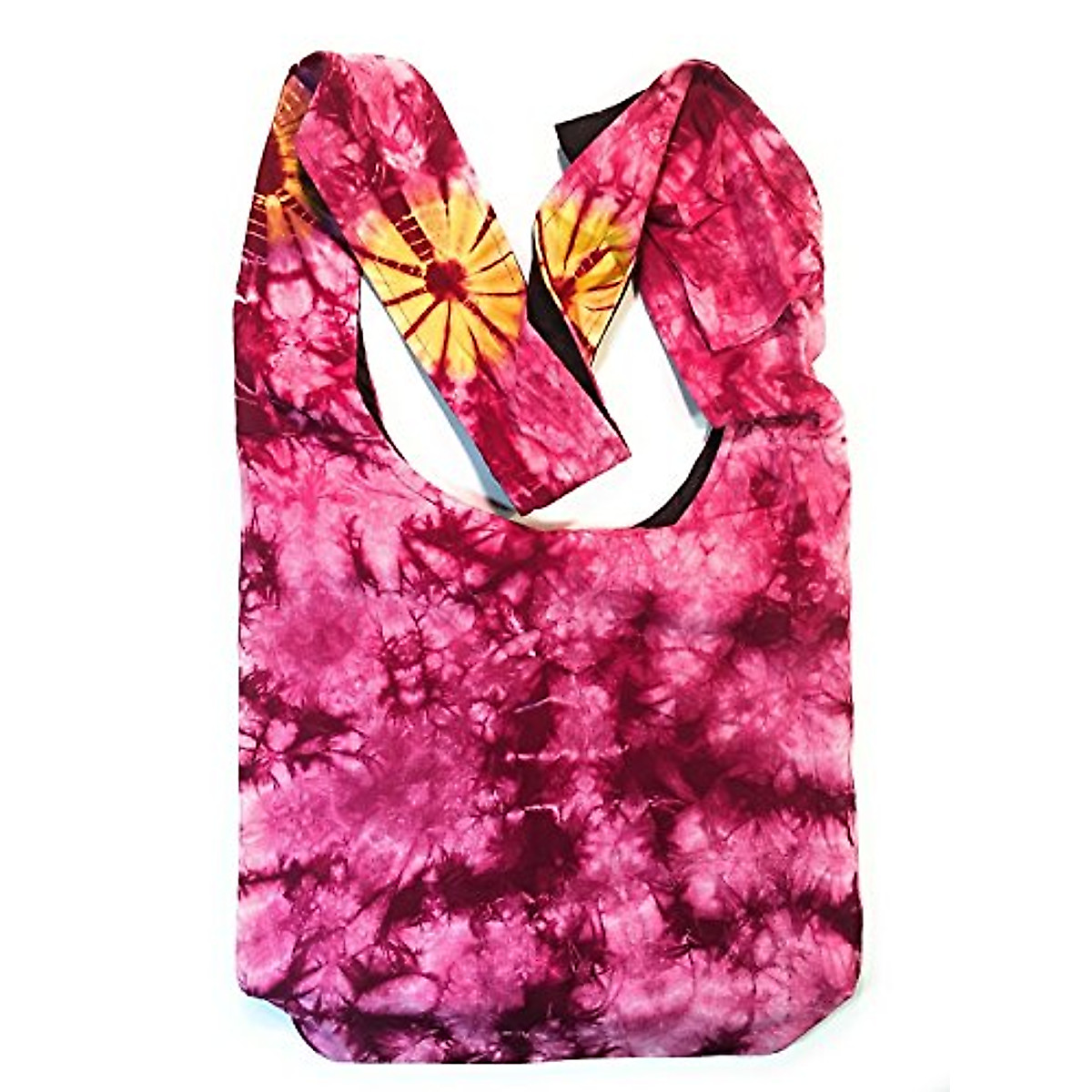 Tie Dye Crossbody Shoulder Hippie Boho Handbag Purse in Pink Large