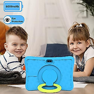 Aheadthink Kids Tablet, 10 inch Tablet, 64 + 512gb ROM Expansion Android 11 Kids BT, WiFi, GMS, Parental Controls, EVA Shockproof Case, Education, Games. (Blue Case)