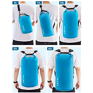HEETA Waterproof Dry Bag for Women Men (Upgraded Version), Roll Top Lightweight Dry Storage Bag Backpack with Emergency Whistle for Travel, Swimming, Boating, Kayaking, Camping, Beach (Blue, 5L)