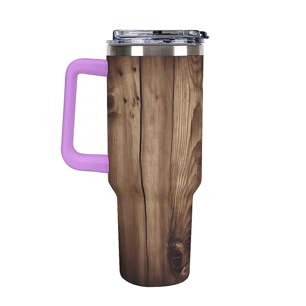 WYUSPGK 40oz Stainless Steel Car Mug, Wood Grain Print Travel Mug, Double-Wall Insulated with Straw, Perfect for Car, Office, Outdoor