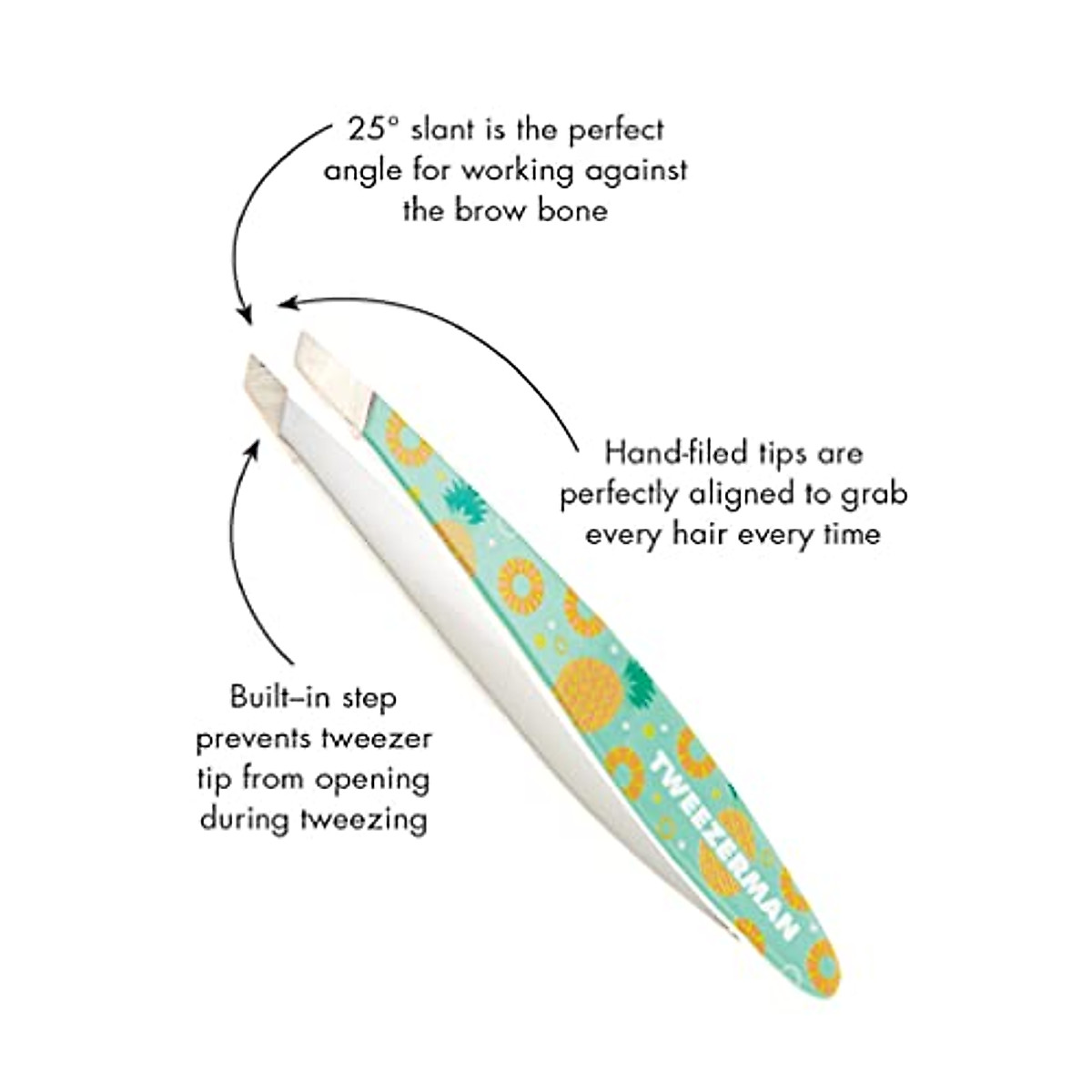 Tweezerman Mini Slant Tweezer - Tweezers for Eyebrows, Travel Tweezers for Eyebrows, Facial Hair, Ingrown Hair (Pineapple Punch)