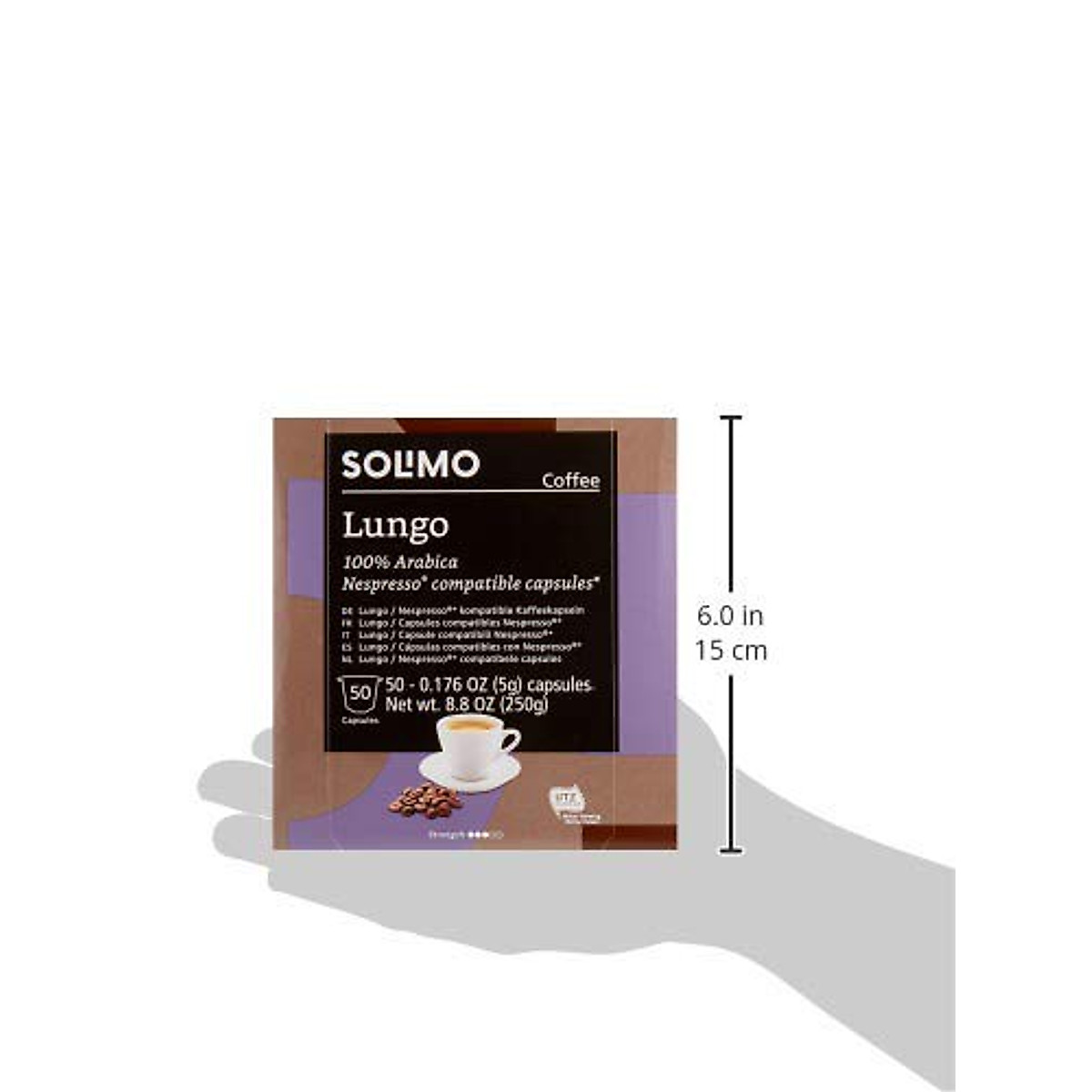 Amazon Brand - Solimo Lungo Capsules 50 CT, Compatible with Nespresso Original Brewers