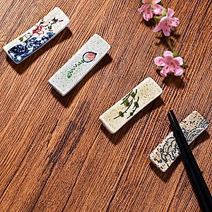 Japanese Style set of 4pcs Ceramic Chopstick Stand Rest Tableware Kitchen Tools