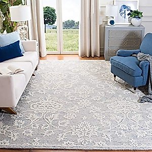 SAFAVIEH Glamour Collection 9' x 12' Blue/Ivory GLM651M Handmade Premium Wool Area Rug