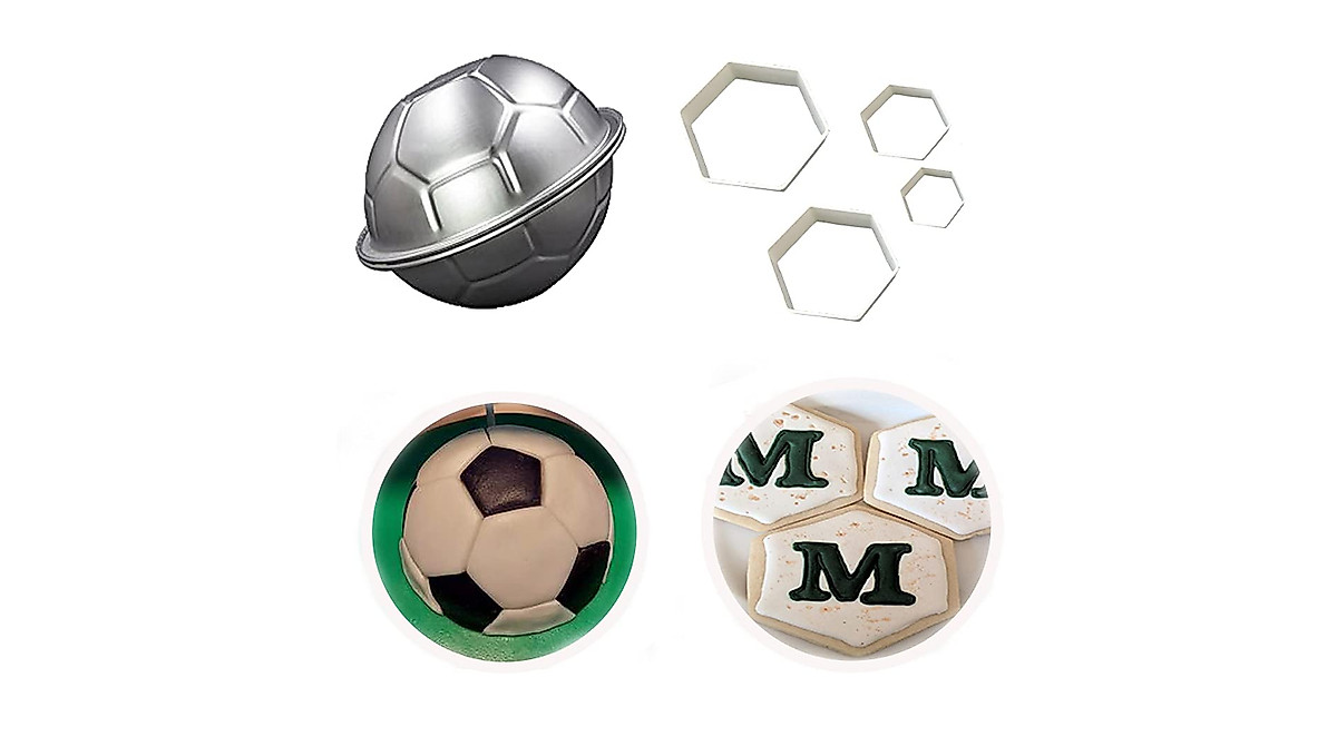 3D Soccer Ball Cake Pan & Cookie Cutter Set for Cake & Baking