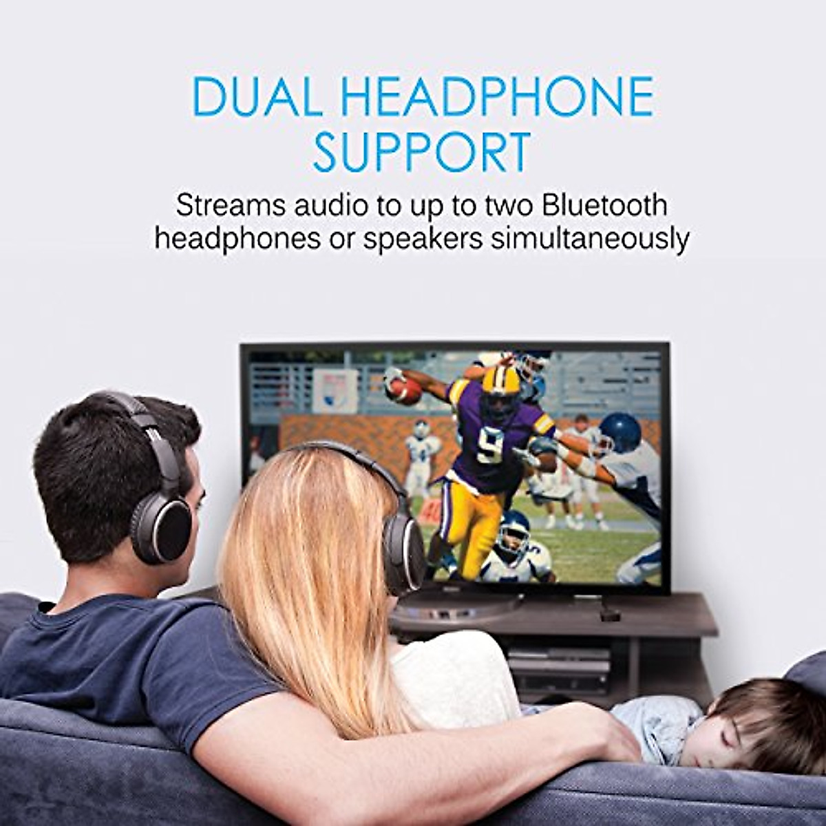 MEE audio Connect Bluetooth Audio Transmitter for up to 2 Bluetooth Wireless Headphones/Speakers, Bluetooth Adapter with AptX Low Latency for TV/PC/Airplane/Gym with 3.5mm Jack/AUX/RCA/Optical input