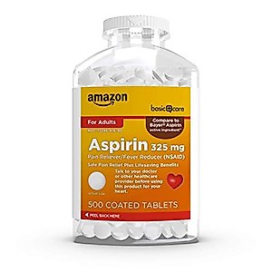 Basic Care Aspirin Regular Strength Tablets, 325mg, 500 Count