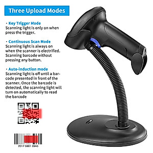 NetumScan Upgraded Version Wireless Barcode Scanner with Stand, Portable Automatic 1D 2D Barcode Reader 2-in-1 (2.4G Wireless & USB 2.0 Wired QR Code Scanner for Warehouse POS and Computer