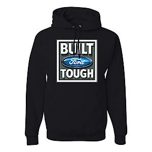wild custom apparel Built Ford Tough Classic Ford Truck Licensed Official Mens Hoodies, Black, X-Large