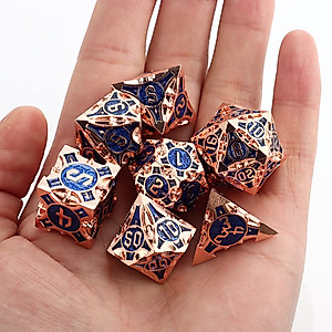 Polyhedral Metal Dice Set,7Pcs Dices D4 D6 D8 D10 D12 D20 Sets,for Board Game,Dungeons and Dragons,DND,Role Playing Games (A02)