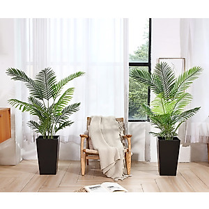 Fopamtri Artificial Areca Palm Plant 4.6 Feet Fake Palm Tree with 15 Trunks Faux Tree for Indoor Outdoor Modern Decor Feaux Dypsis Lutescens Plants in Pot for Home Office Housewarming Gift, 2 Pack