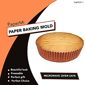 Round Paper Baking Mold 50pc, Disposable Eco- Friendly bakeware tart pans & Pie pan, Microwave Freezer Oven Safe, Providing Beautiful Forms for Bake & Serve, 3.5” x 1.25" 5oz