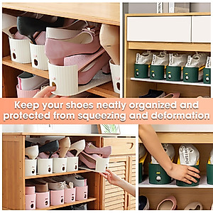 SummerVines 20 Pack Shoe Slot Organizer, Shoe Stackers For A Pair Of Shoes, Adjustable 50% Space Saver Double Layer Shoe Holder Rack For Closet, White/Pink