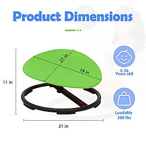 makarci Kids Sensory Swivel Chair - Spinning Chair for Autistic Kids, Toddlers & ADHD, Sit and Spin Toy for Autism Sensory Play, Body Coordination, and Relieving Motion Sickness (Green)
