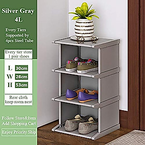 3 Tier Vertical Shoes Rack Storage Stand, Multifunctional Shoe Organizer Shelf Closet Holder, Shoe Cabinet for Doorway/Entrance/Living Room/Dormitory, Gray, 30×28×53cm