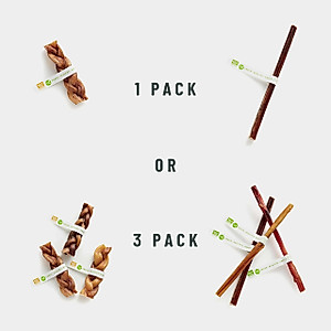 Get Joy Bully Braid Natural Dog Chew, 6 Inch (Pack of 3), Braided Single Ingredient Bull Pizzle Long Lasting Dog Chew, Odor Free