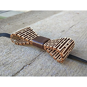 HatynkaUA Mens Wooden Bow Tie - 3D Unique Design Holiday Wedding Wood Bowtie- Necktie for Men