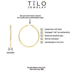 14k Gold Classic Hoop Earrings, 2'' Diameter (yellow-gold)……