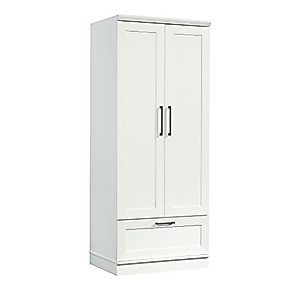 Sauder Homeplus Wardrobe, Soft White Finish & HomePlus Storage Cabinet, White Finish